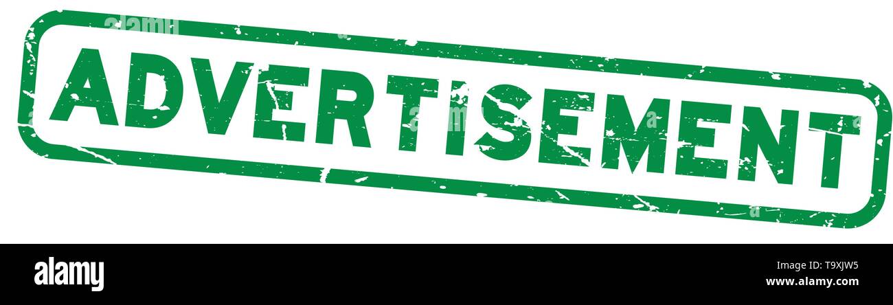 Grunge green advertisement square rubber seal stamp on white background ...