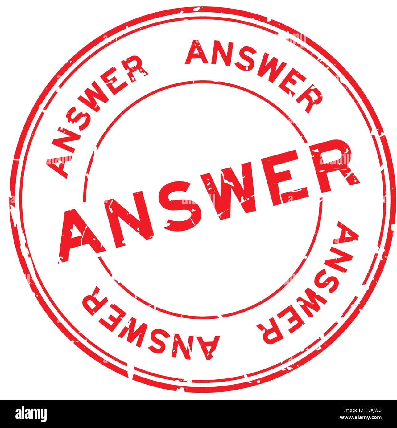 Grunge red answer word round rubber seal stamp on white background ...