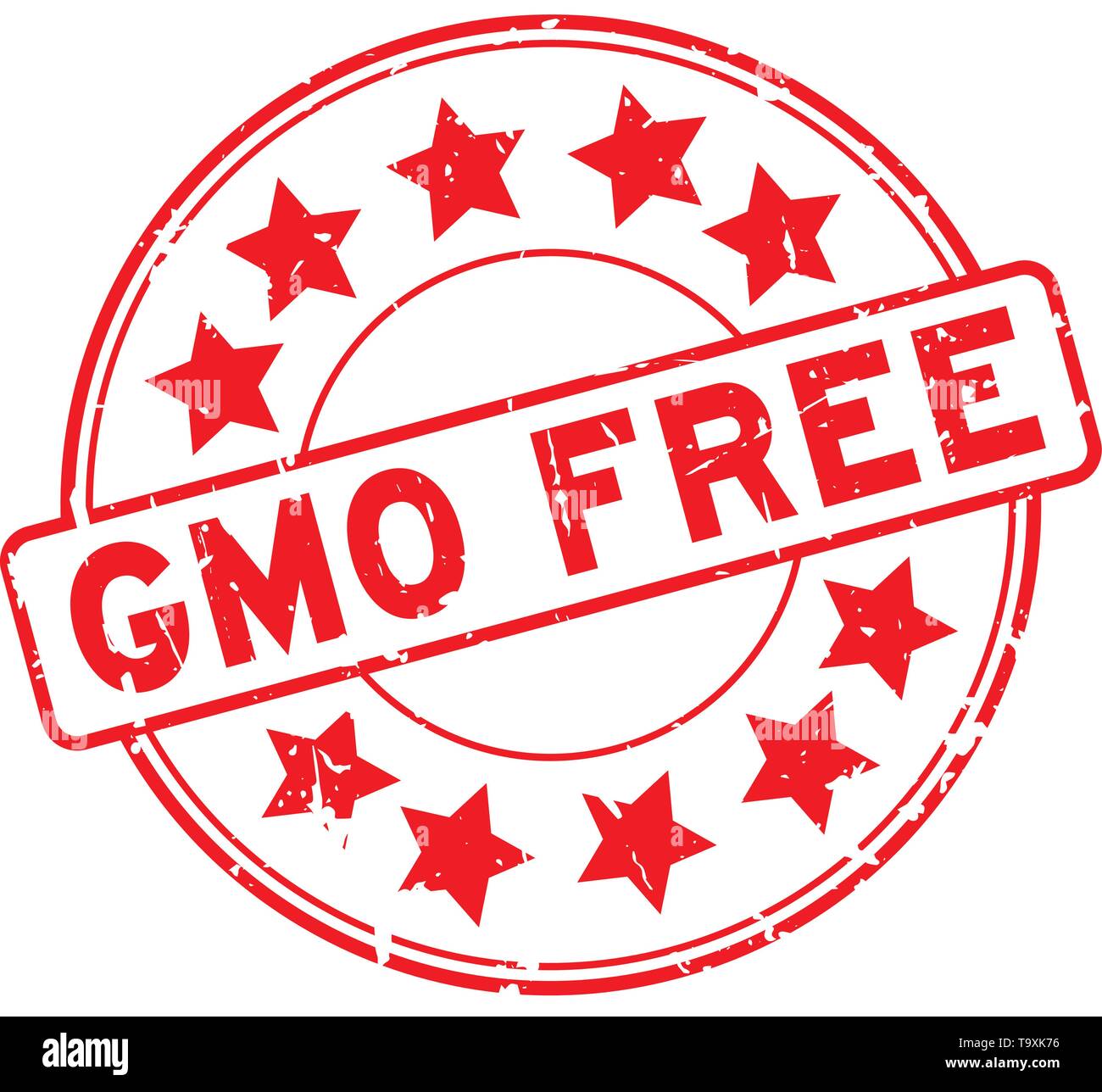 Grunge red GMO free with star icon round rubber stamp on white background Stock Vector Image ...