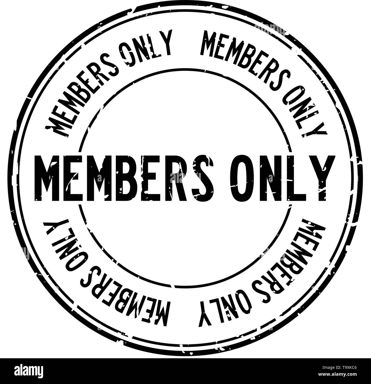 Grunge black members only word round rubber seal stamp on white ...