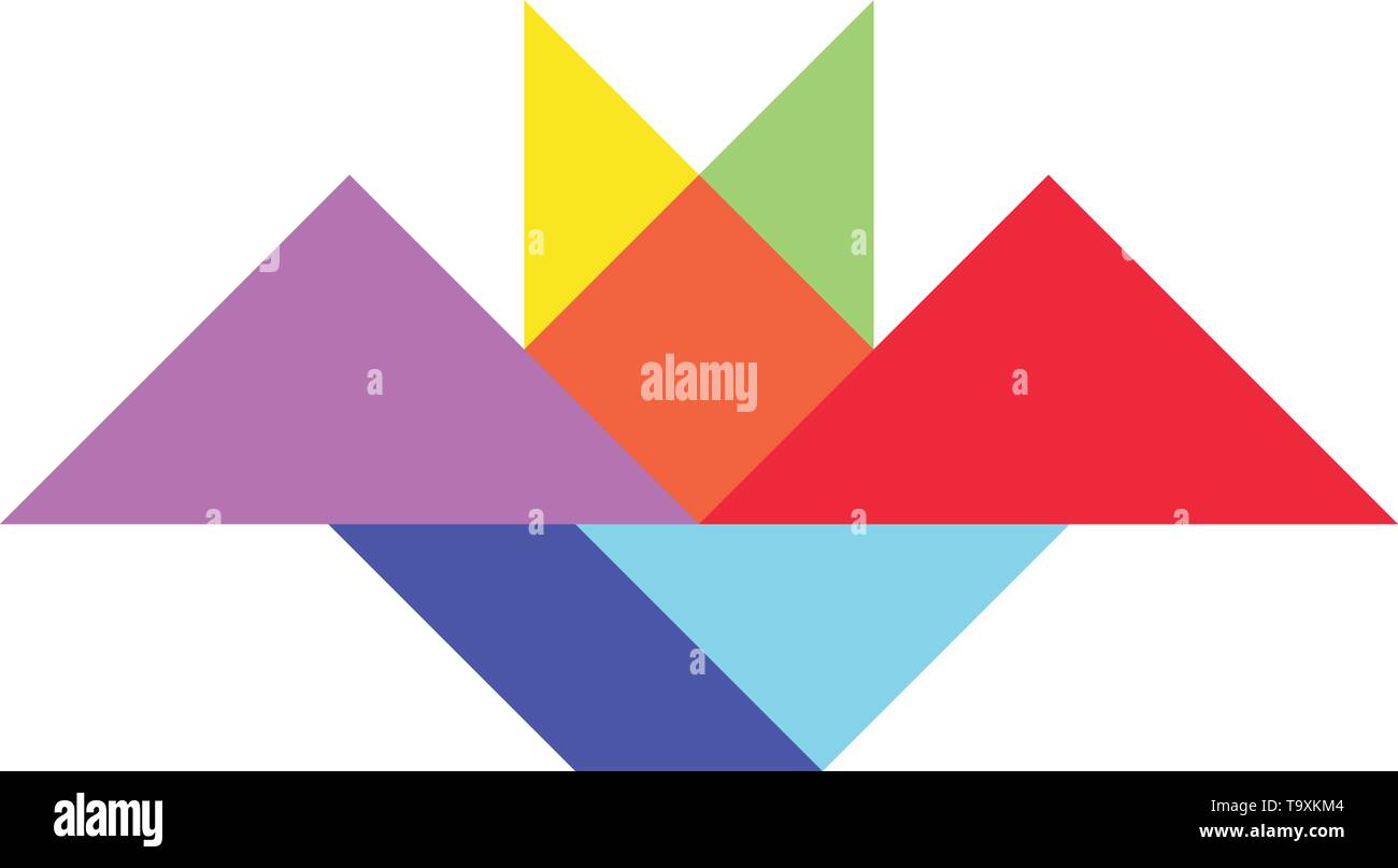 Color tangram puzzle in bat shape on white background (Vector Stock ...