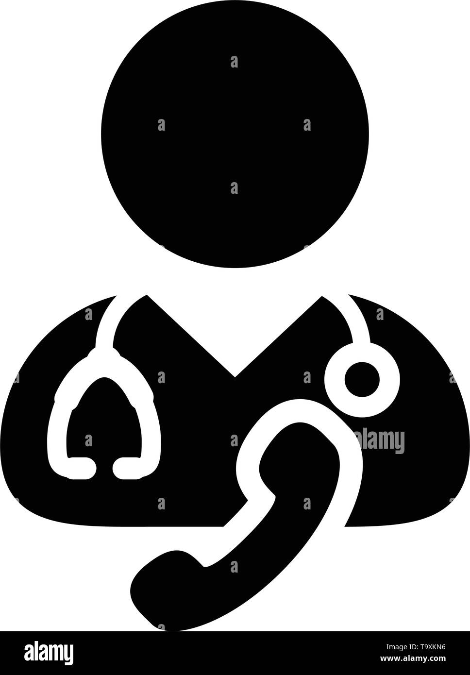 Doctor icon vector male person profile avatar symbol with Stethoscope ...