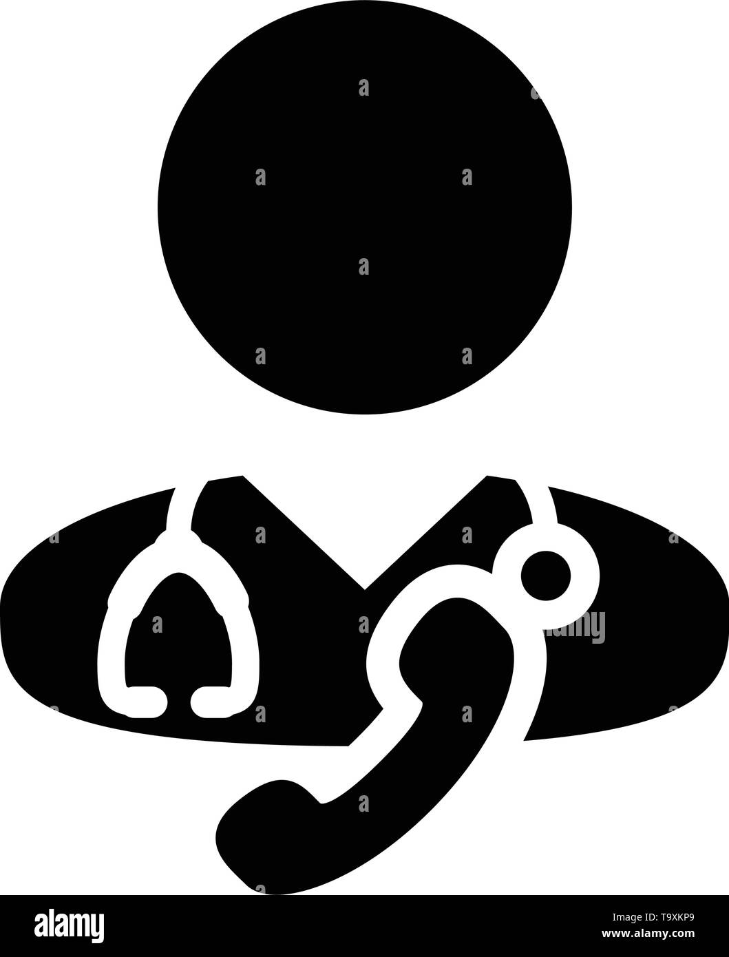 Doctor icon vector male person profile avatar symbol with Stethoscope ...