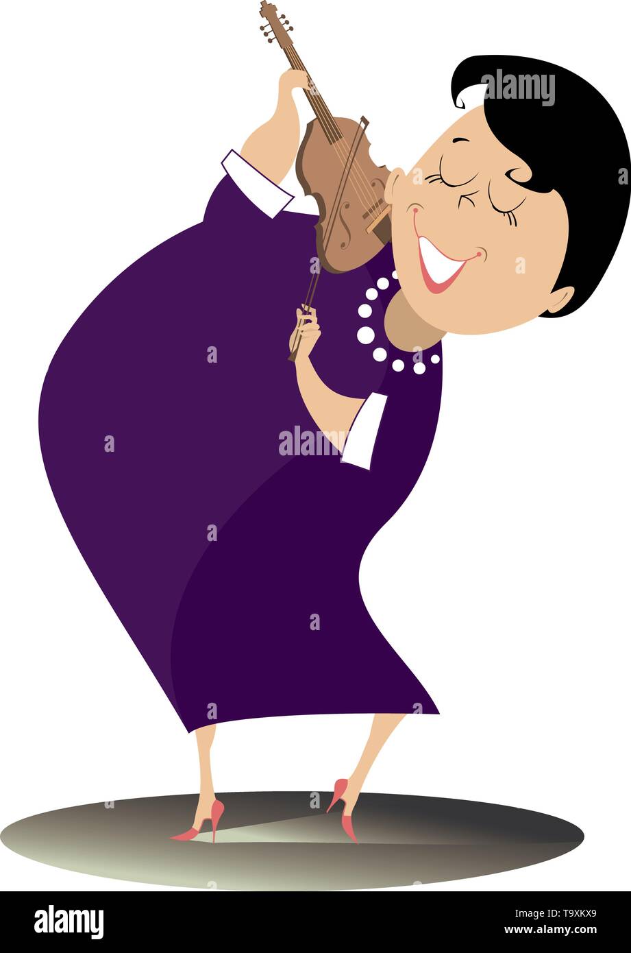 Violinist woman illustration. Violinist woman is playing music with ...