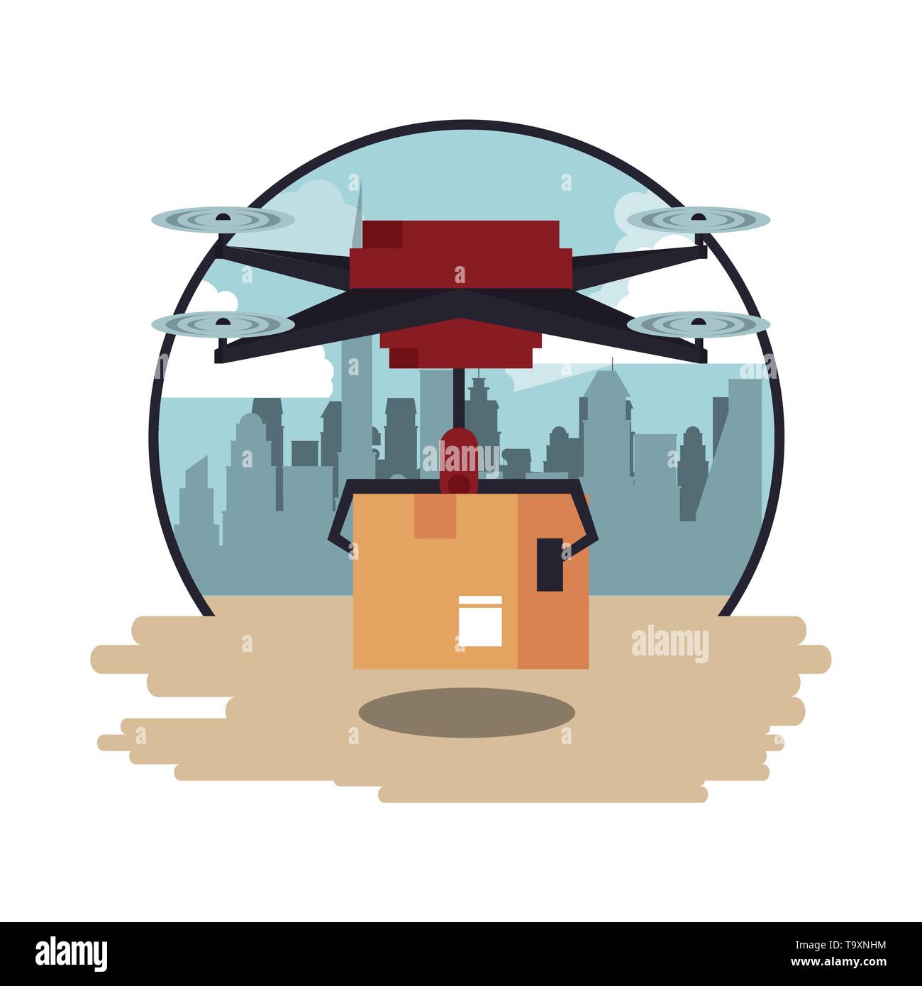 Drone flying with box Stock Vector Image & Art - Alamy