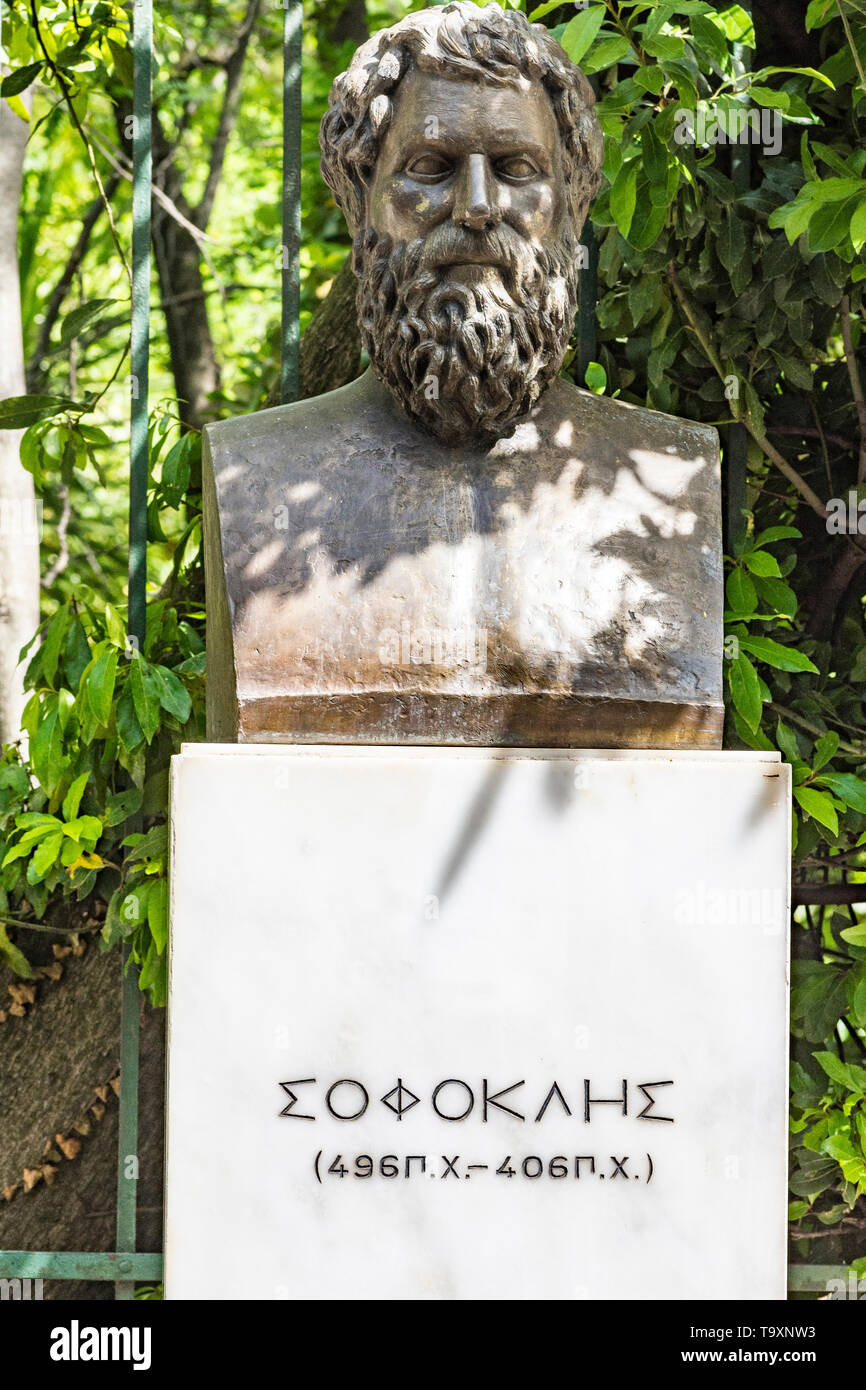 Bust of tragic poet Sophocles in Athens, Greece Stock Photo - Alamy