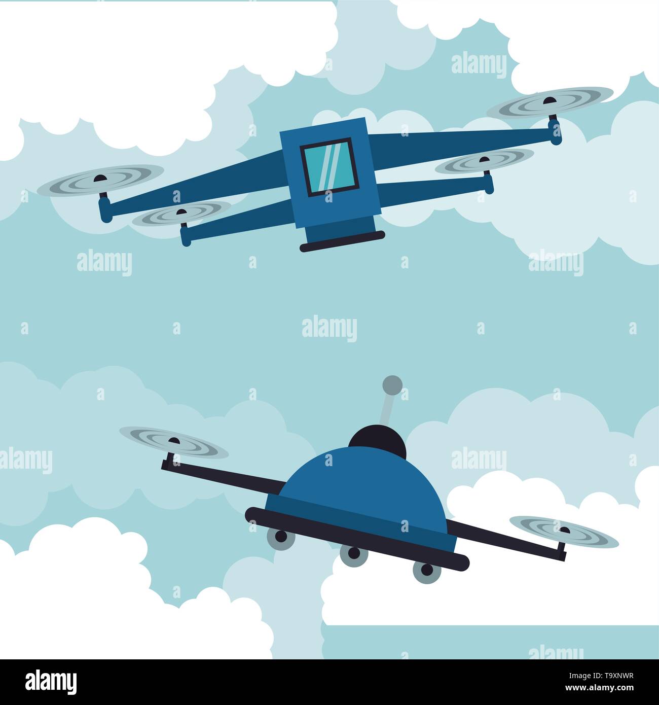 Drones flying in the sky Stock Vector Image & Art - Alamy