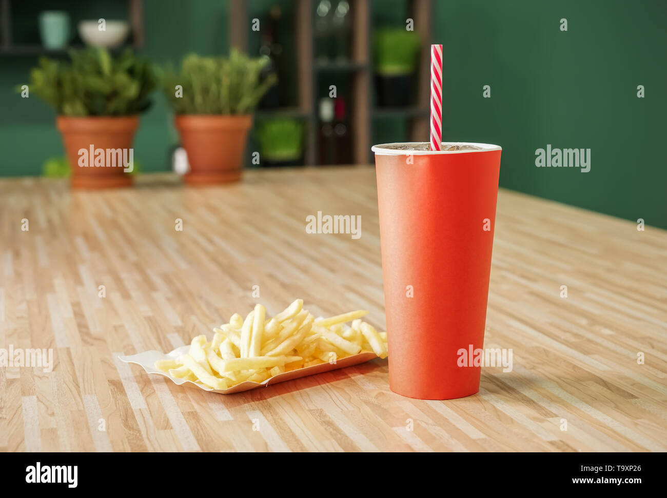 French fries cold drink table hi-res stock photography and images - Alamy