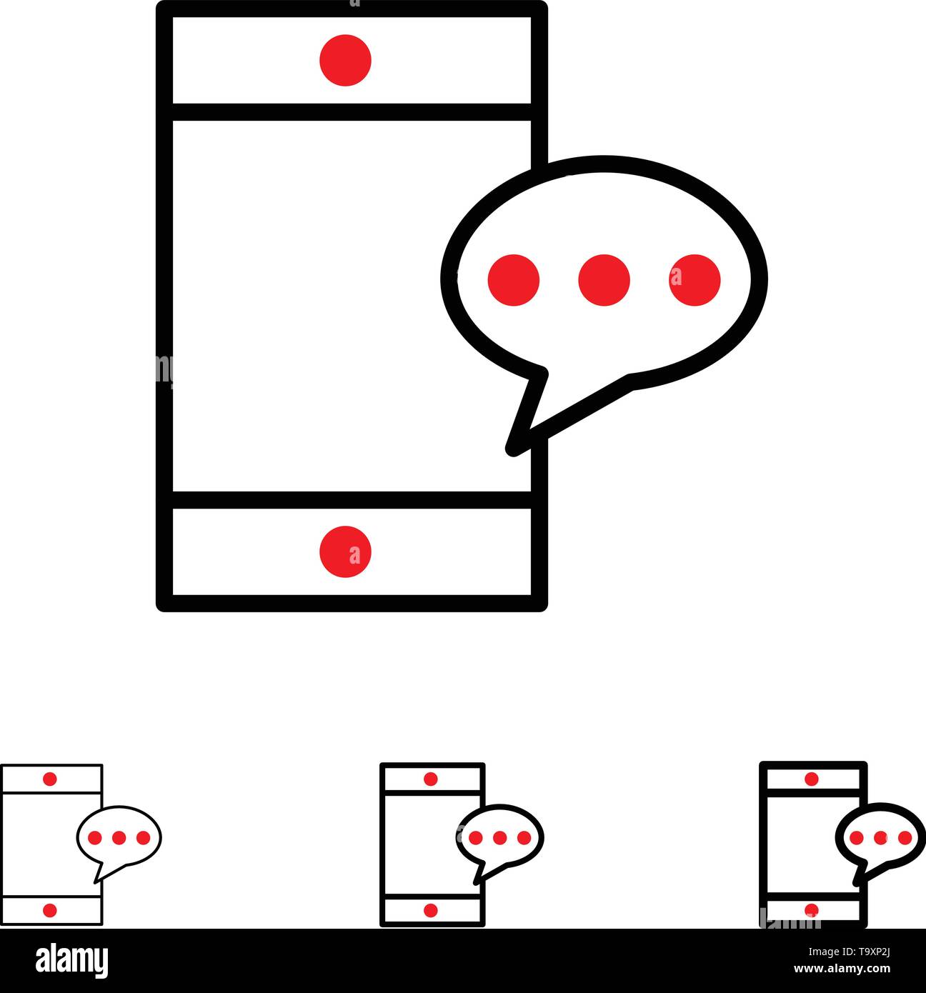 Mobile, Chatting, Cell Bold and thin black line icon set Stock Vector ...