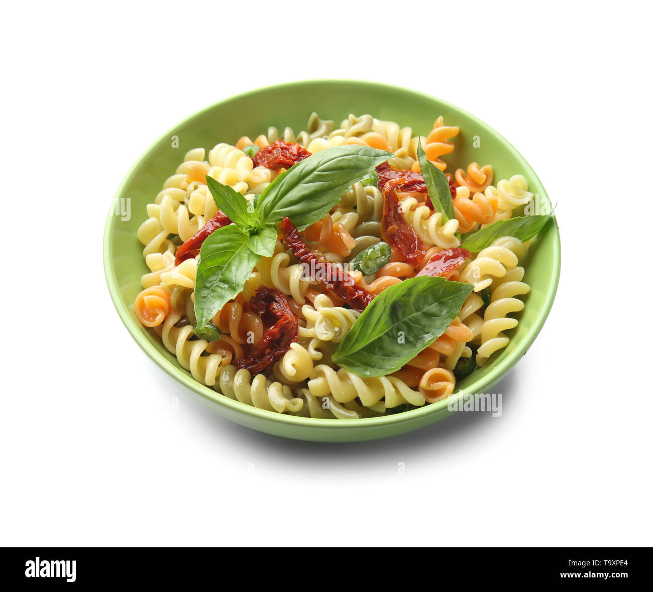 Plate with tasty pasta on white background Stock Photo - Alamy