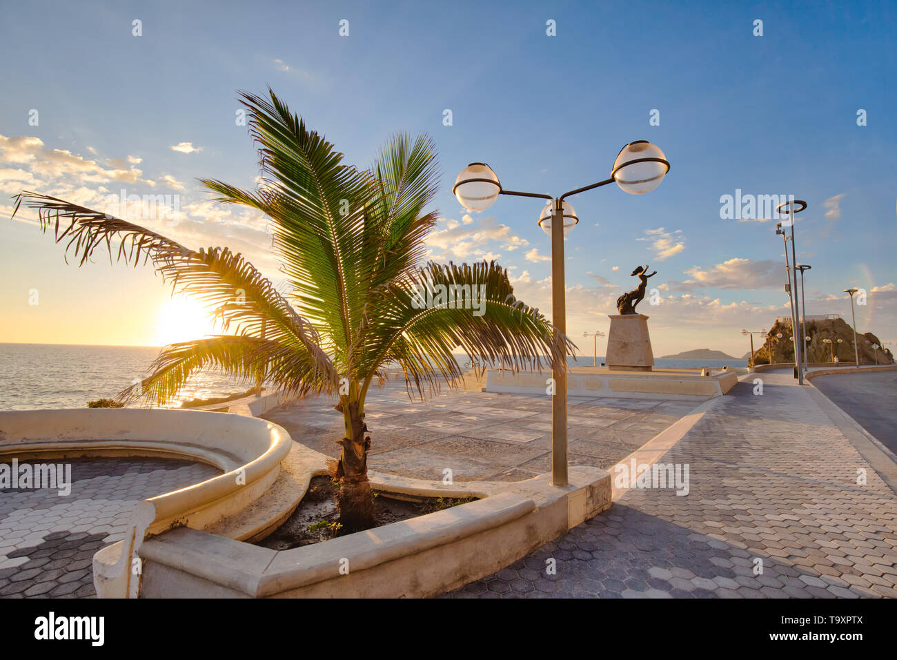 Famous Mazatlan sea promenade (El Malecon) with ocean lookouts and ...