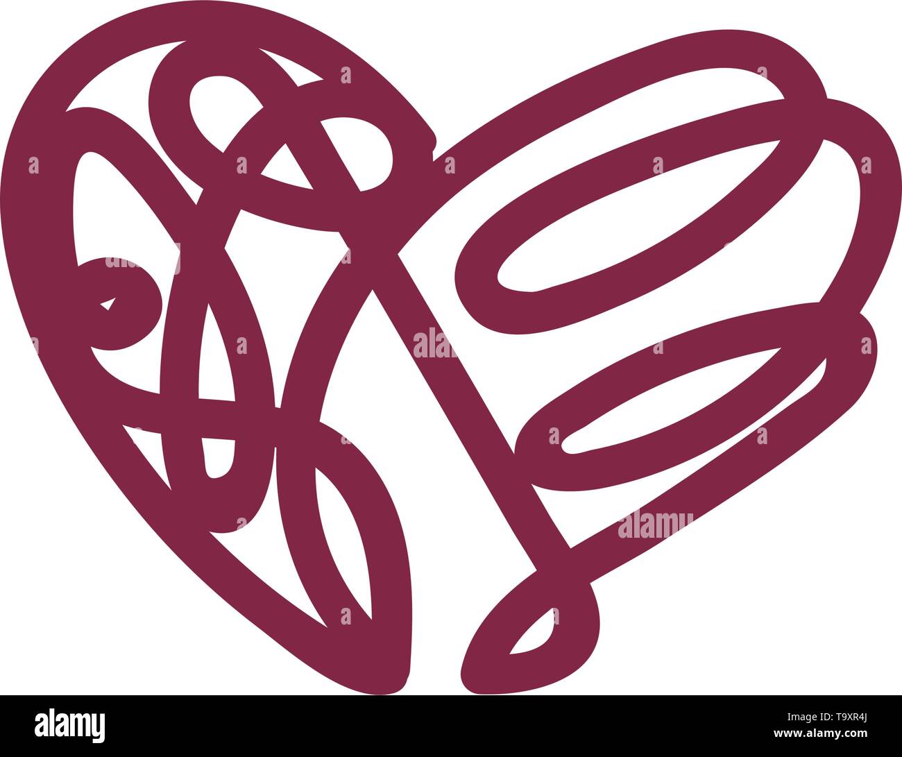vector scribble line heart hand drawn art Stock Vector Image & Art - Alamy
