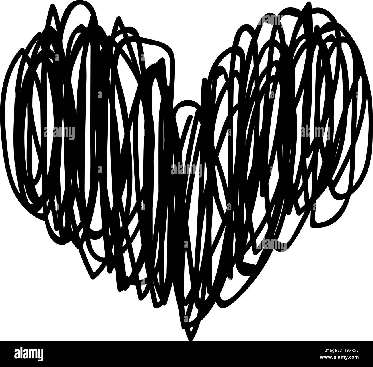vector scribble line heart hand drawn art Stock Vector Image & Art - Alamy