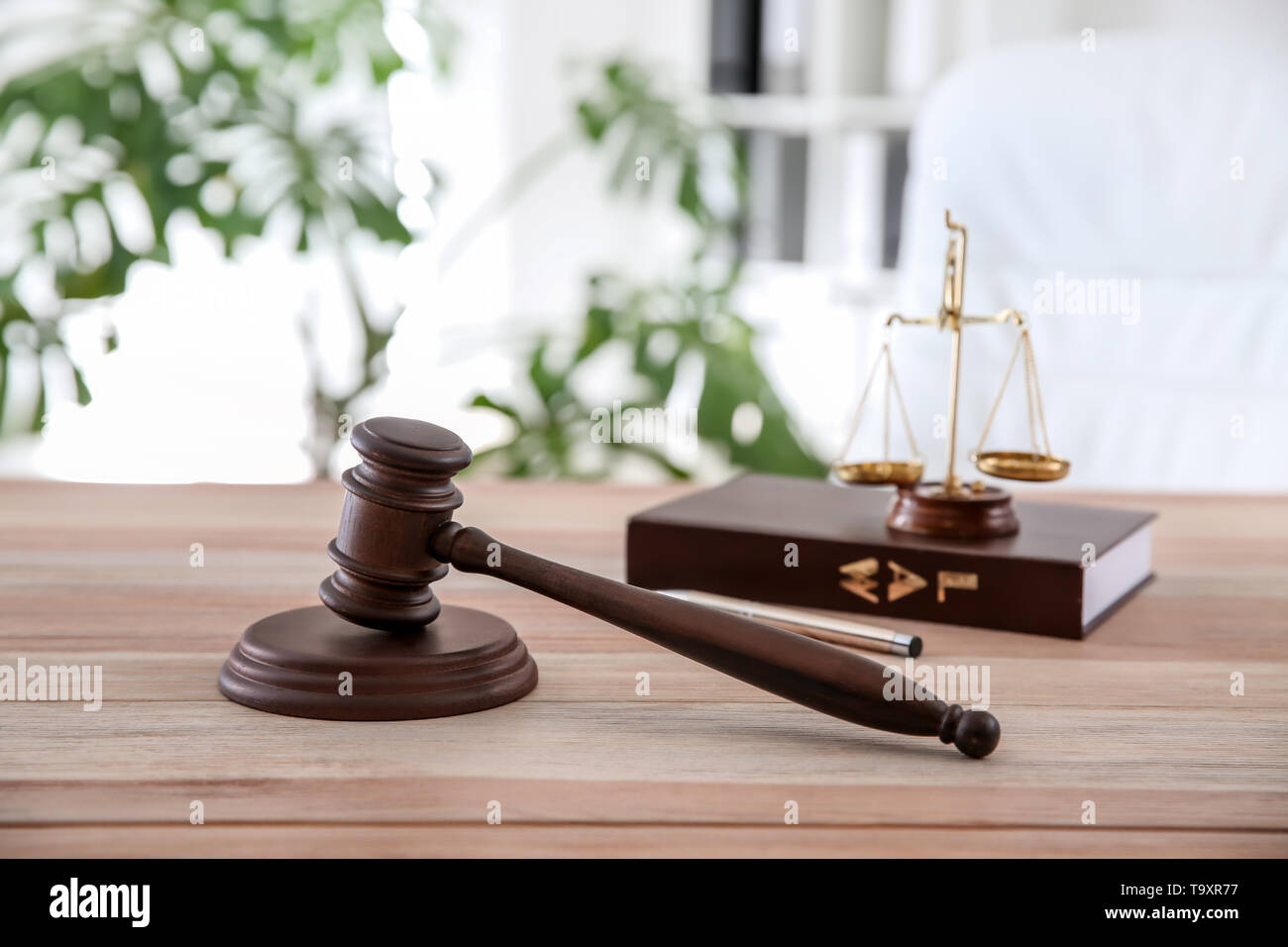 Workplace of professional judge in office Stock Photo - Alamy