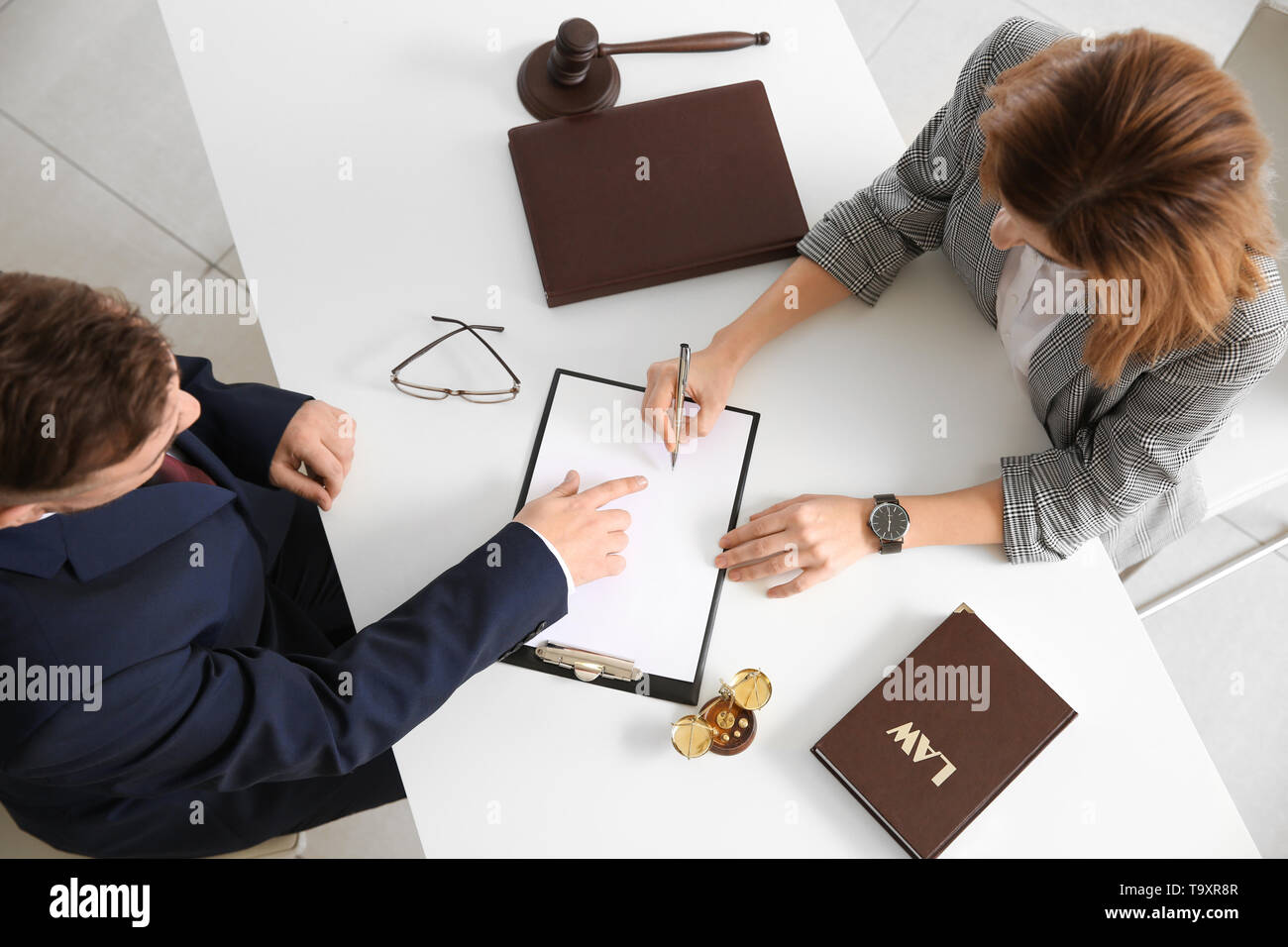 Lawyer client working document in hi-res stock photography and images ...