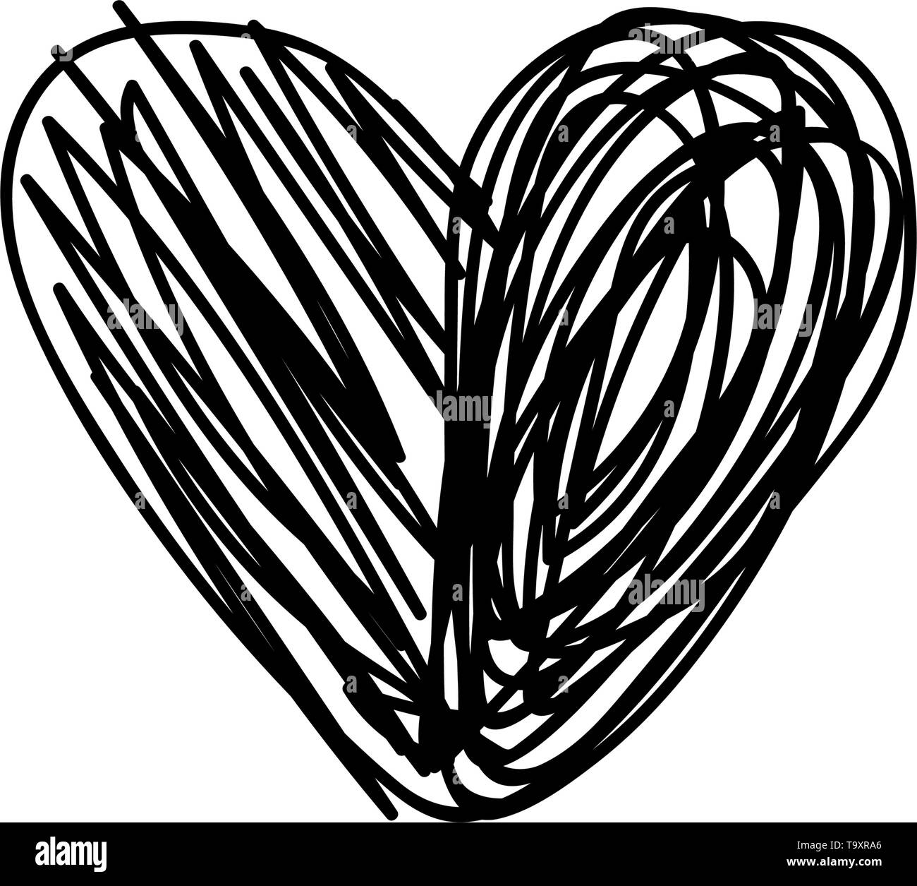 vector scribble line heart hand drawn art Stock Vector Image & Art - Alamy