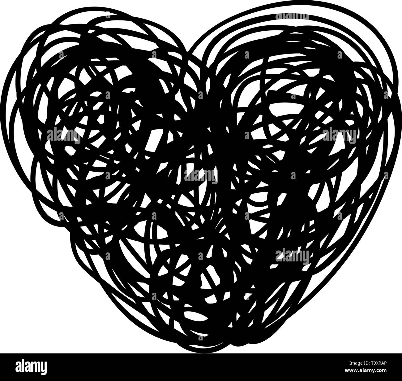vector scribble line heart hand drawn art Stock Vector Image & Art - Alamy