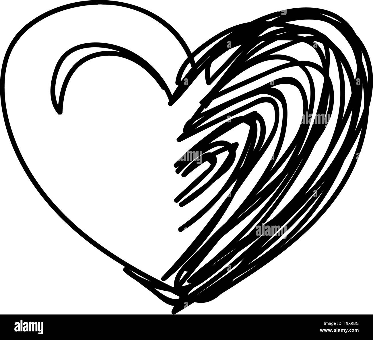 vector scribble line heart hand drawn art Stock Vector Image & Art - Alamy