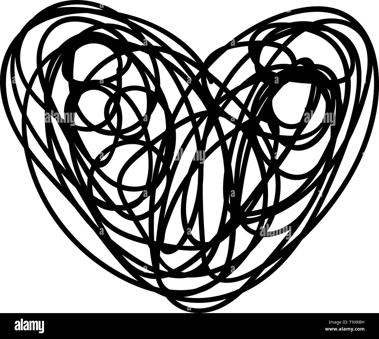 vector scribble line heart hand drawn art Stock Vector Image & Art - Alamy