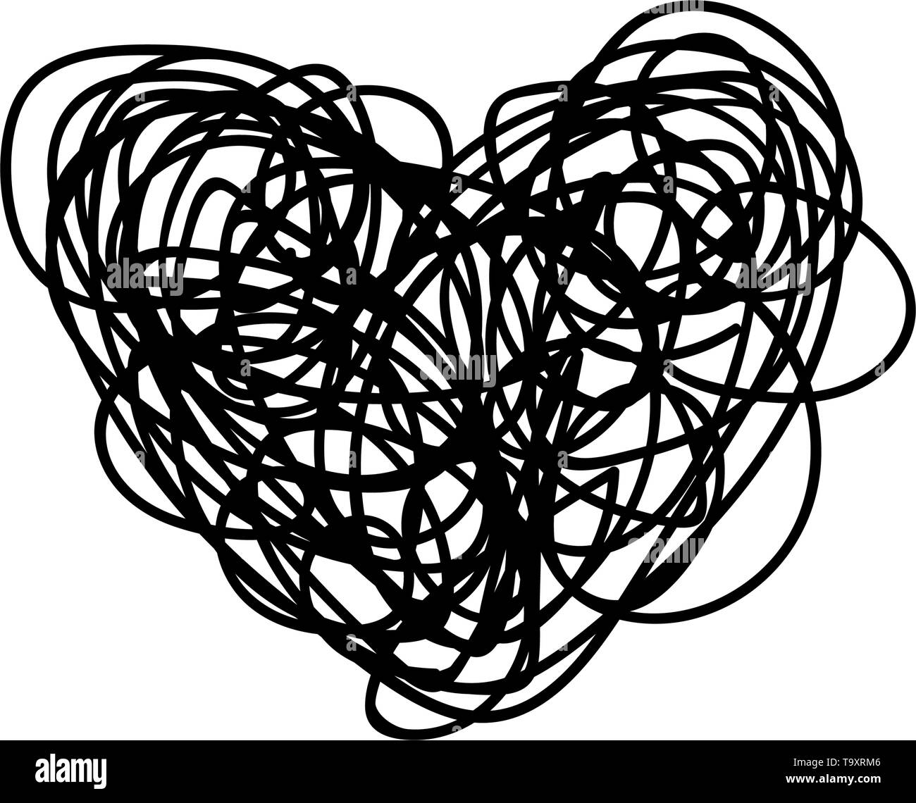 vector scribble line heart hand drawn art Stock Vector Image & Art - Alamy