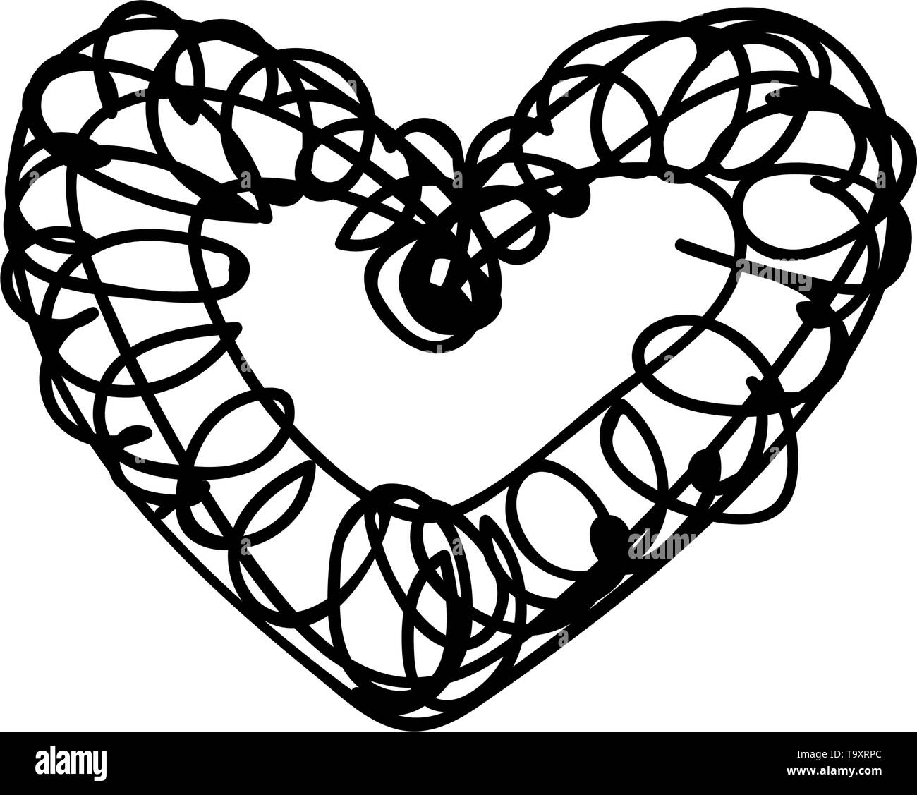 vector scribble line heart hand drawn art Stock Vector Image & Art - Alamy