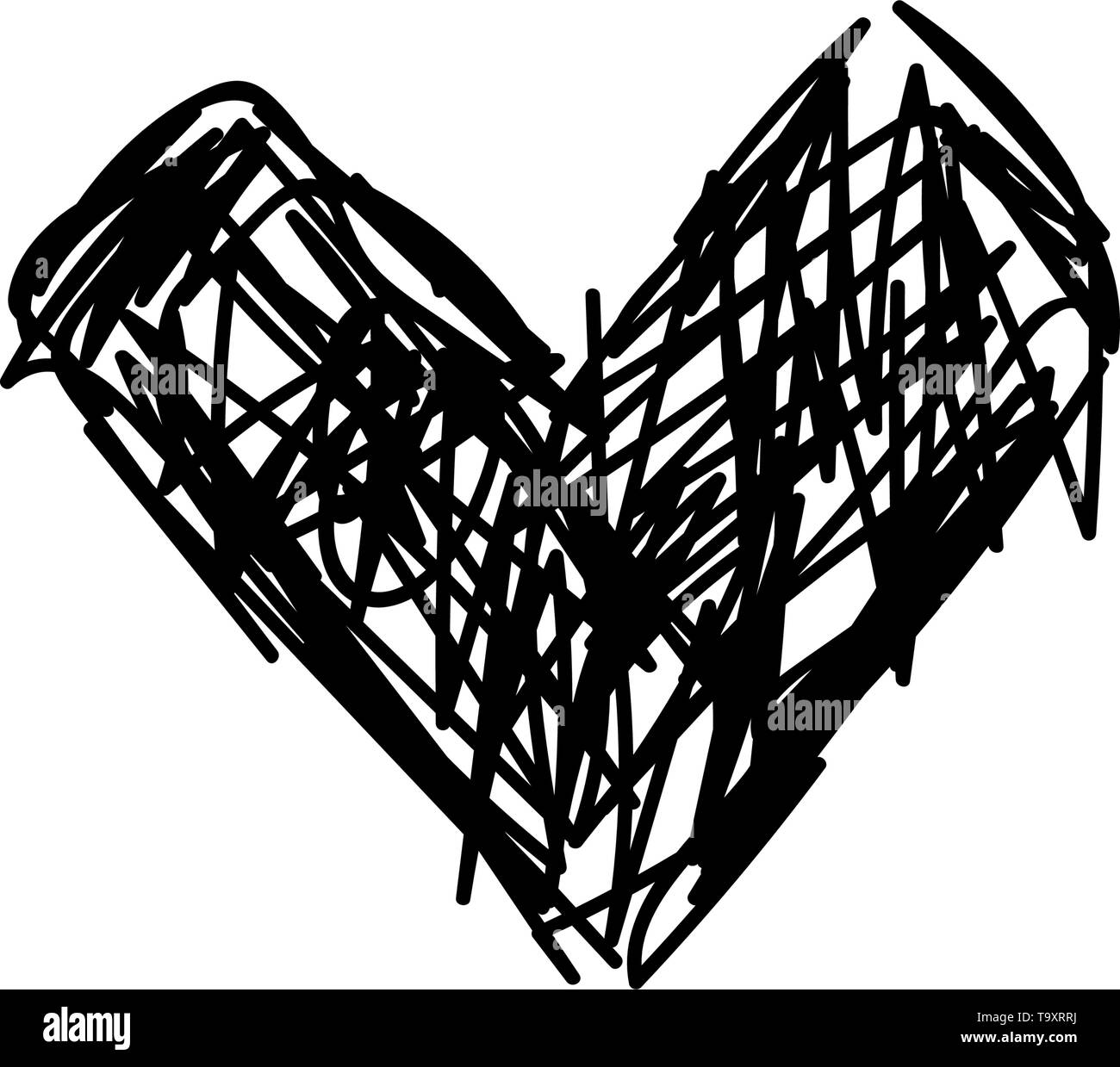 vector scribble line heart hand drawn art Stock Vector Image & Art - Alamy