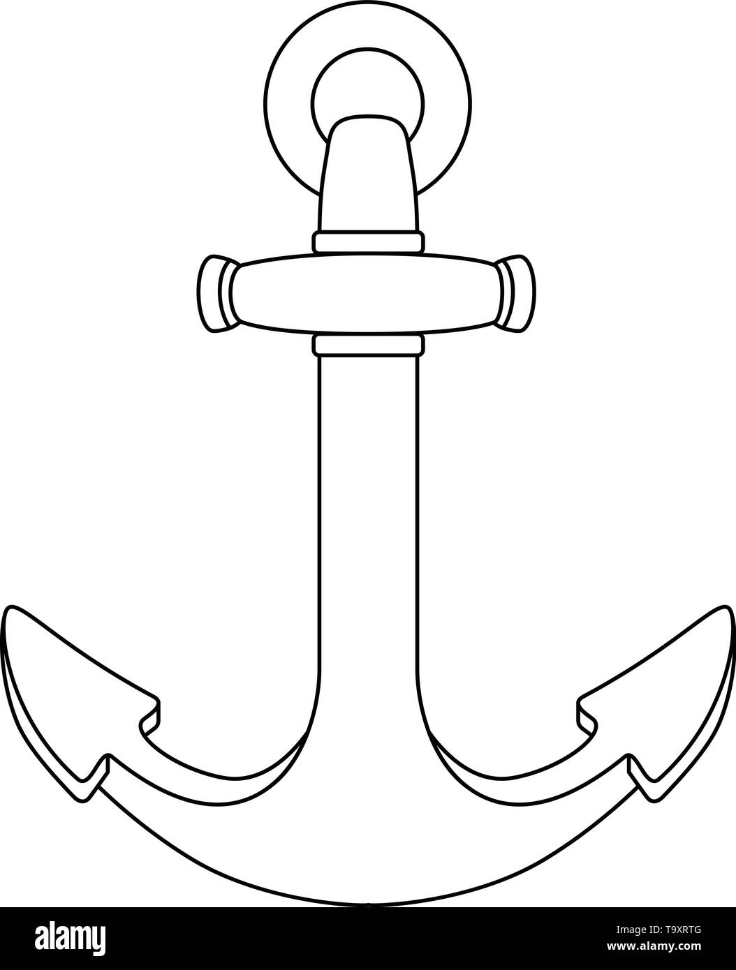 vector black white outline sea icon vintage Anchor Stock Vector Image ...