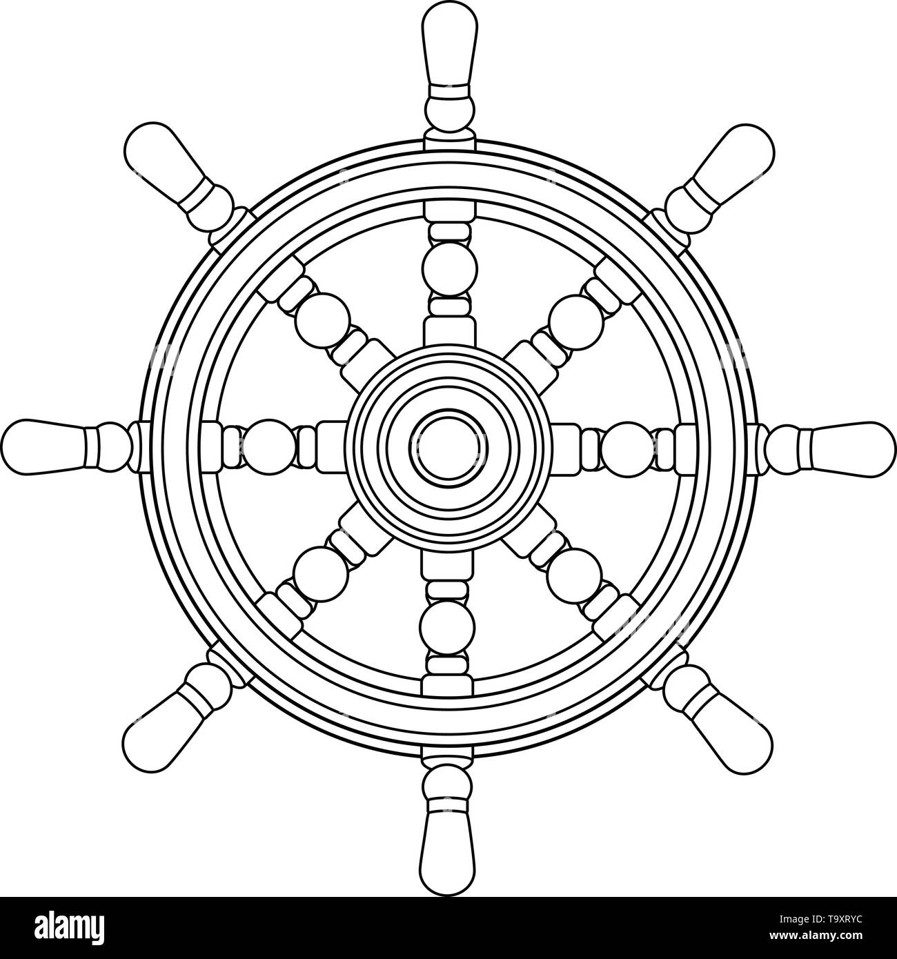 vector black, white boat handwheel, ship wheel helm. Sea, ocean symbol ...