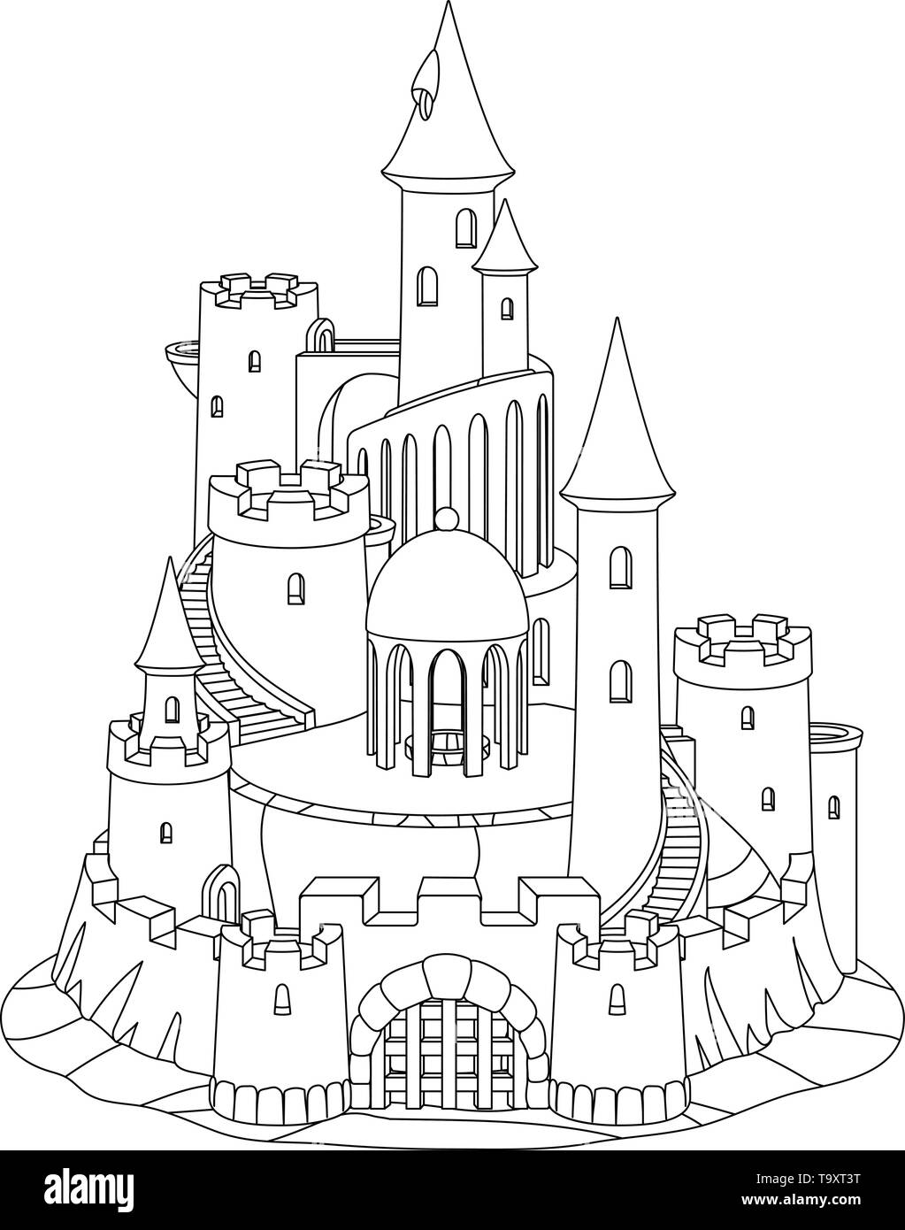 vector black, white fantasy castle sand, sandcastle fort sculpture ...