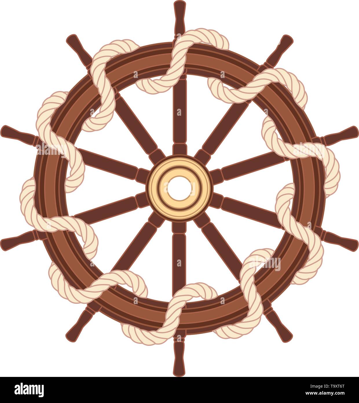 vector boat rope handwheel, ship wheel helm. Sea, ocean symbol Stock ...