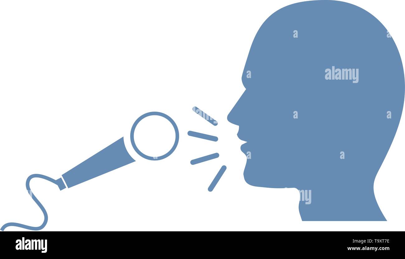 microphone with human head silhouette Stock Vector Image & Art - Alamy