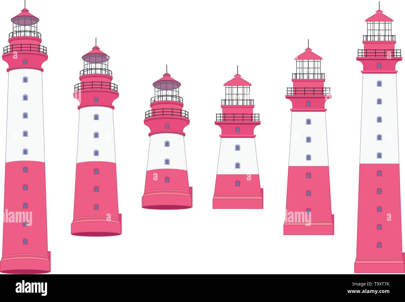 vector flat outline Lighthouse, light house, beacon set Stock Vector ...