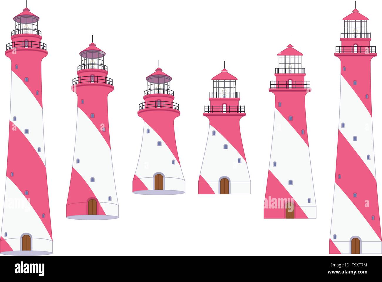 vector flat outline Lighthouse, light house, beacon set Stock Vector ...