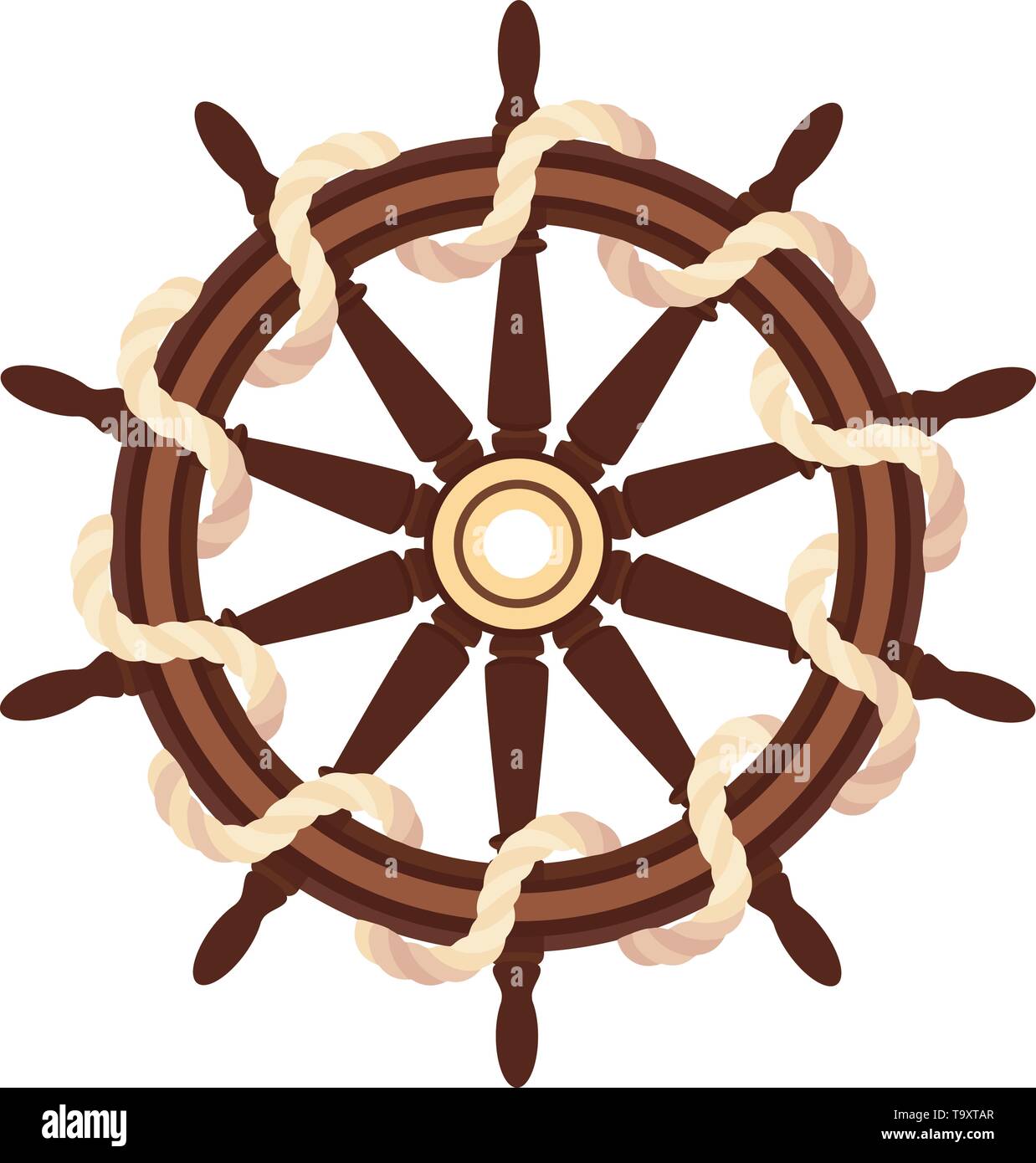 vector flat boat rope handwheel, ship wheel helm. Sea, ocean symbol ...