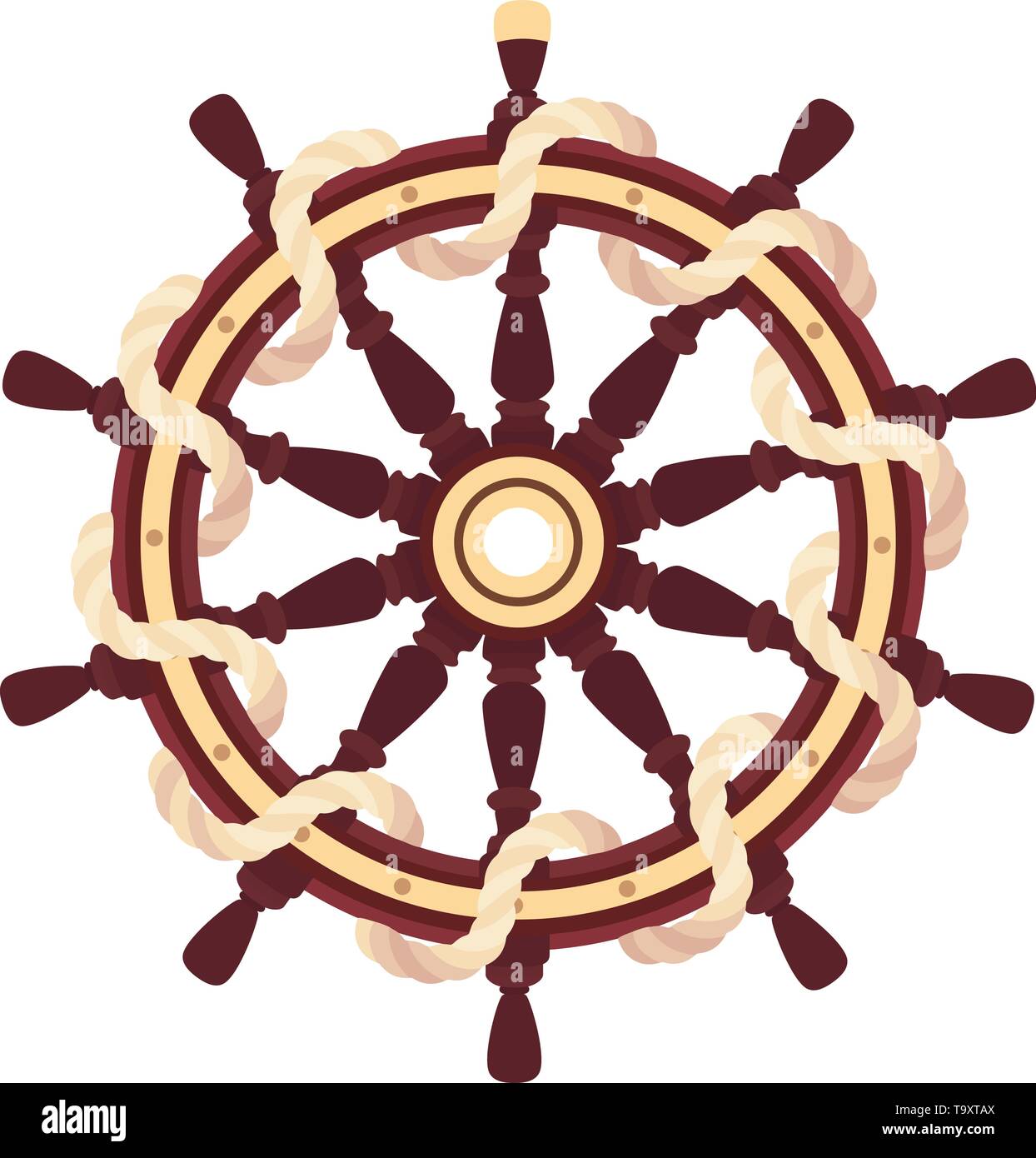 vector flat boat rope handwheel, ship wheel helm. Sea, ocean symbol ...
