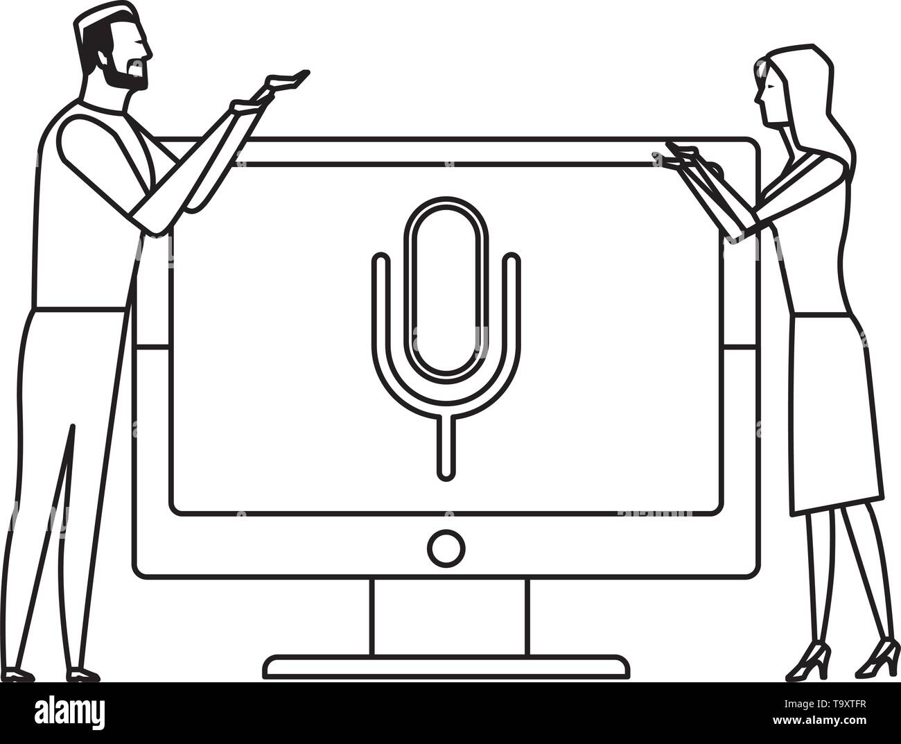 Laptop showing black white Stock Vector Images - Alamy