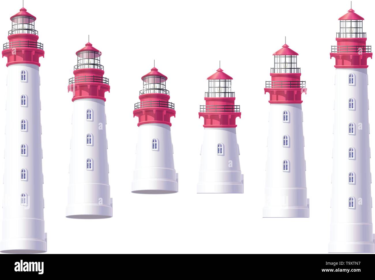 vector Lighthouse, light house, beacon maritime tower set Stock Vector ...