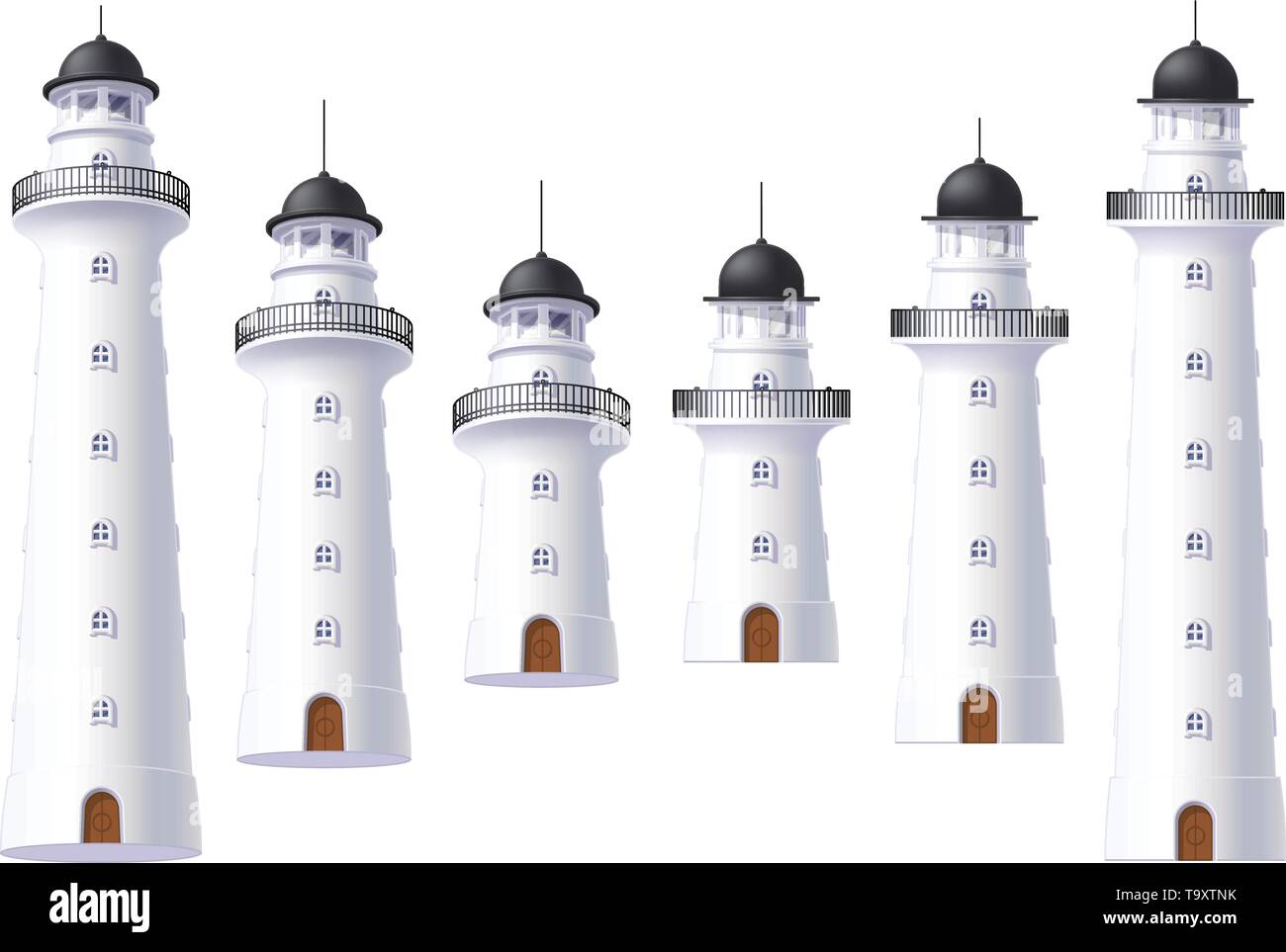 vector Lighthouse, light house, beacon maritime tower set Stock Vector ...