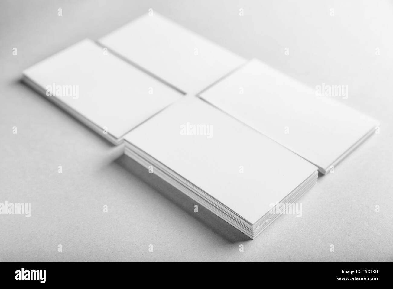 Blank business cards on light background Stock Photo - Alamy
