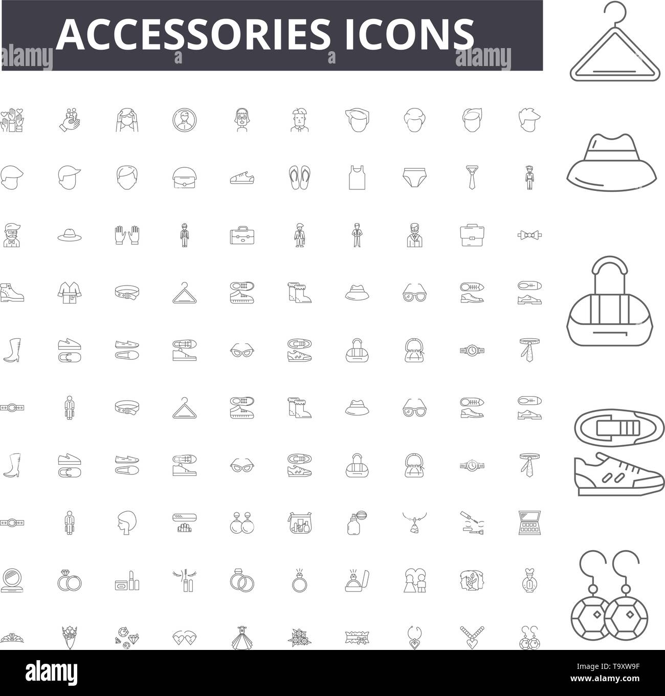 Accessories line icons, signs, vector set, outline concept illustration ...
