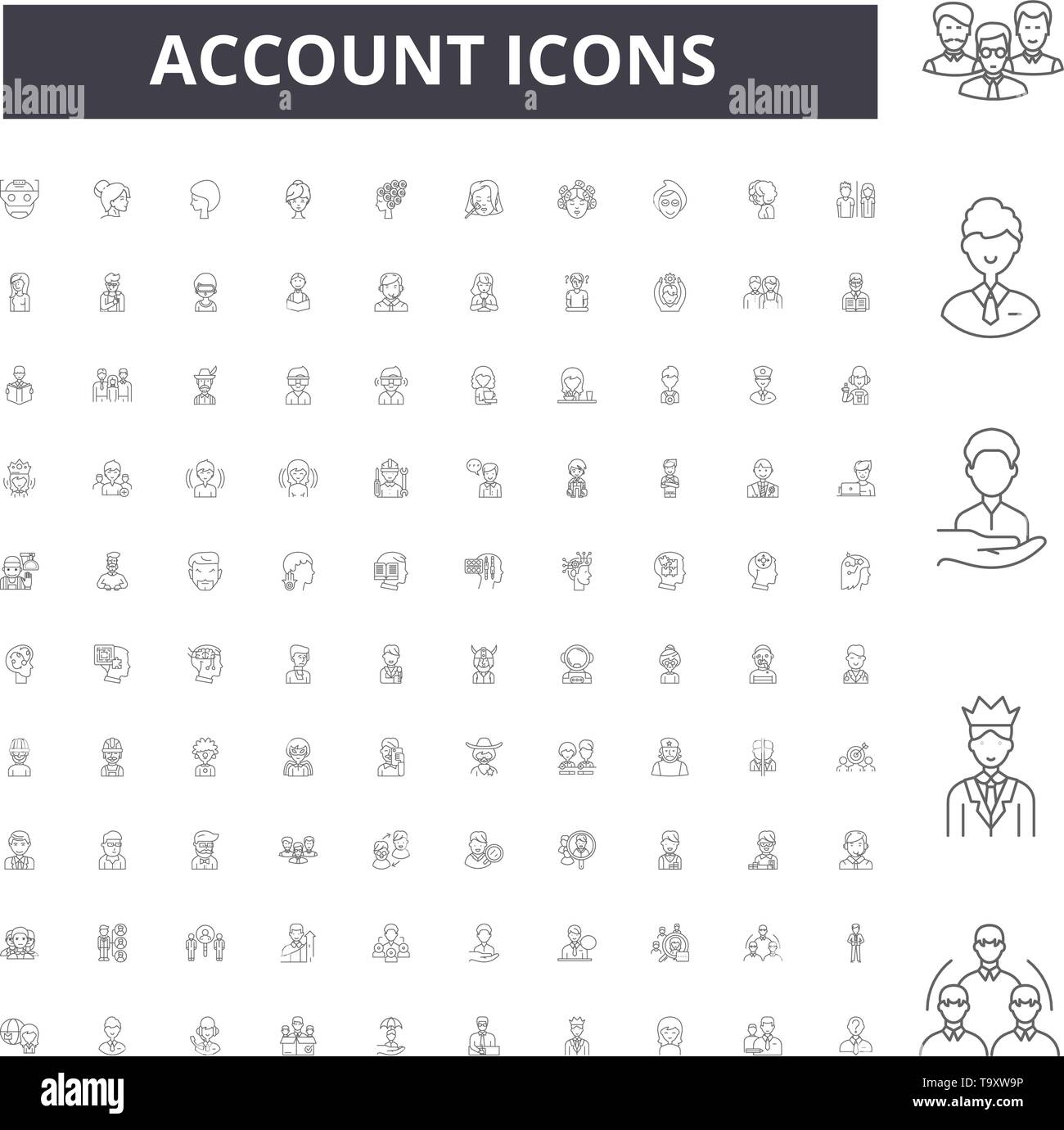 Account line icons, signs, vector set, outline concept illustration ...