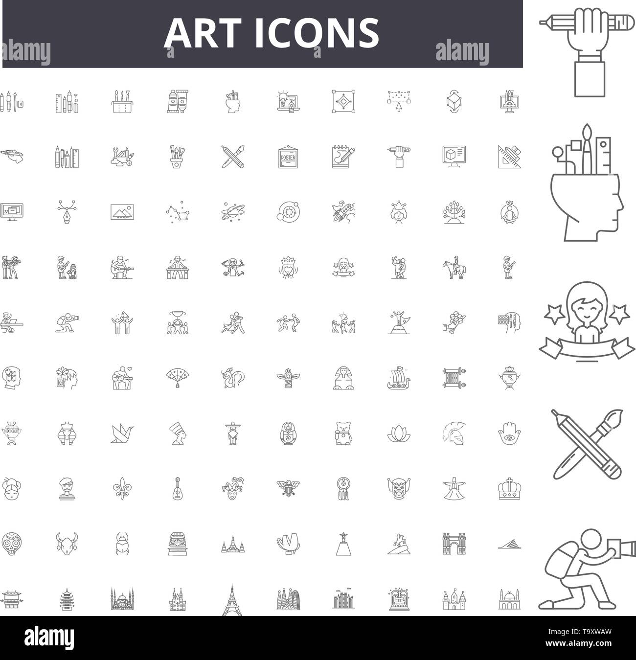 Art line icons, signs, vector set, outline illustration concept Stock ...