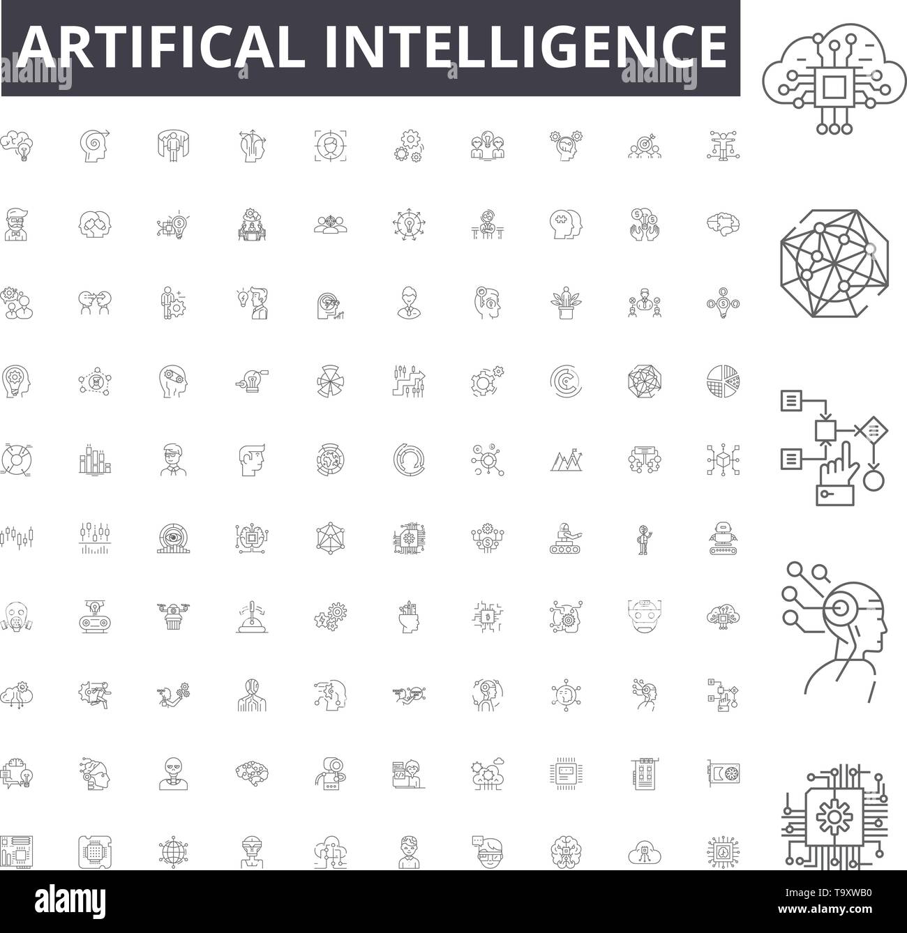 Artifical intelligence line icons, signs, vector set, outline ... Artifical intelligence line icons, signs, vector set, outline ...