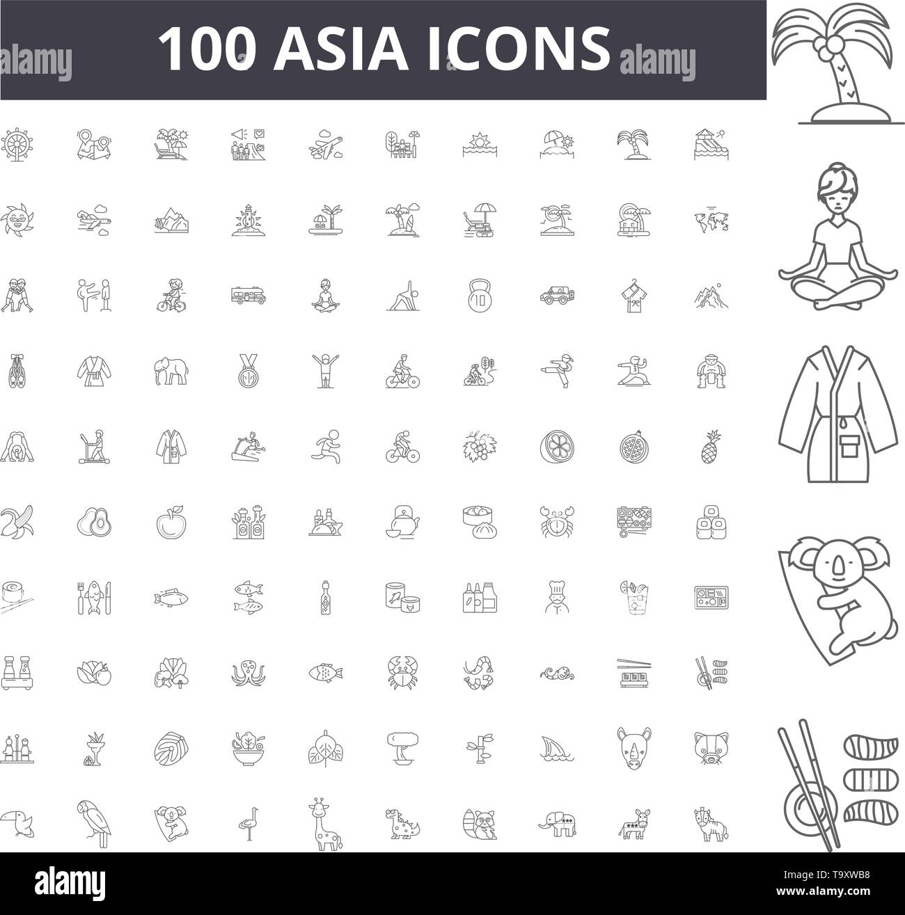 Asia line icons, signs, vector set, outline illustration concept Stock ...