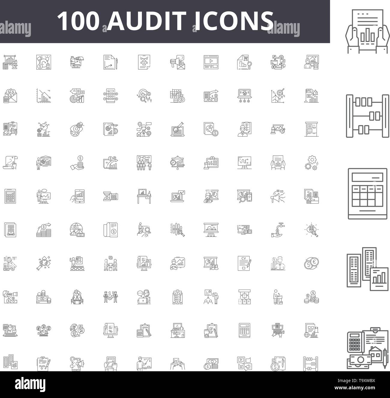 Audit line icons, signs, vector set, outline illustration concept Stock ...
