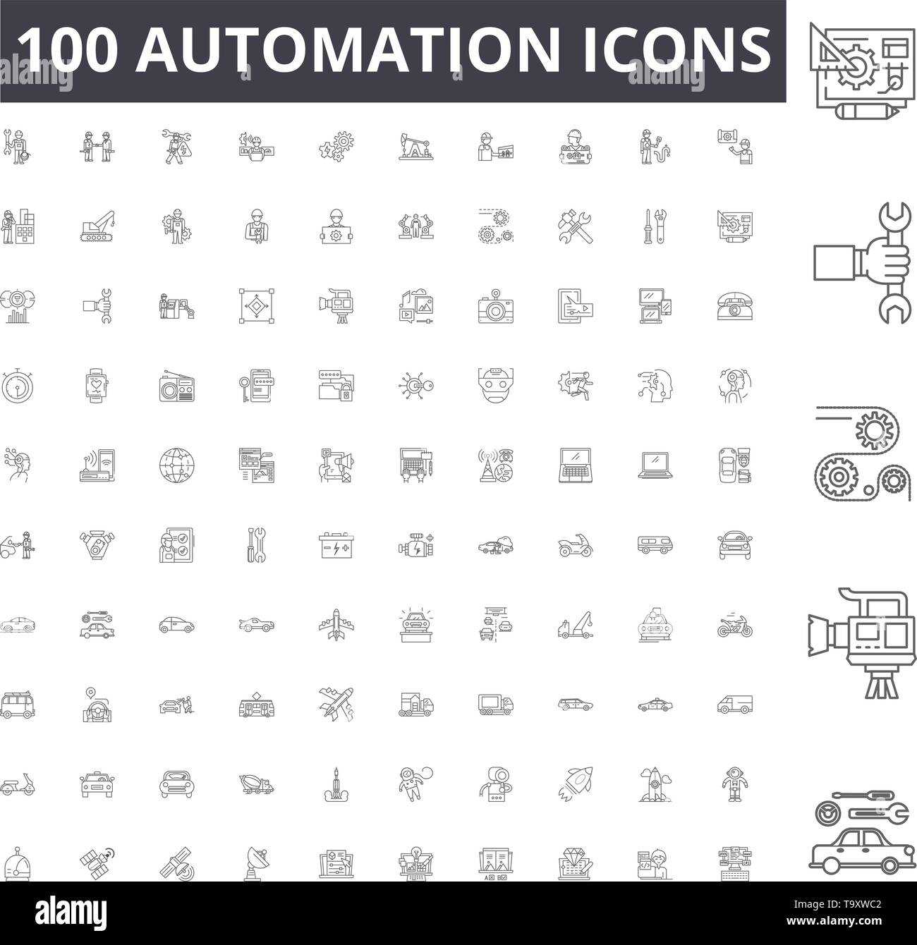 Automation line icons, signs, vector set, outline illustration concept ...