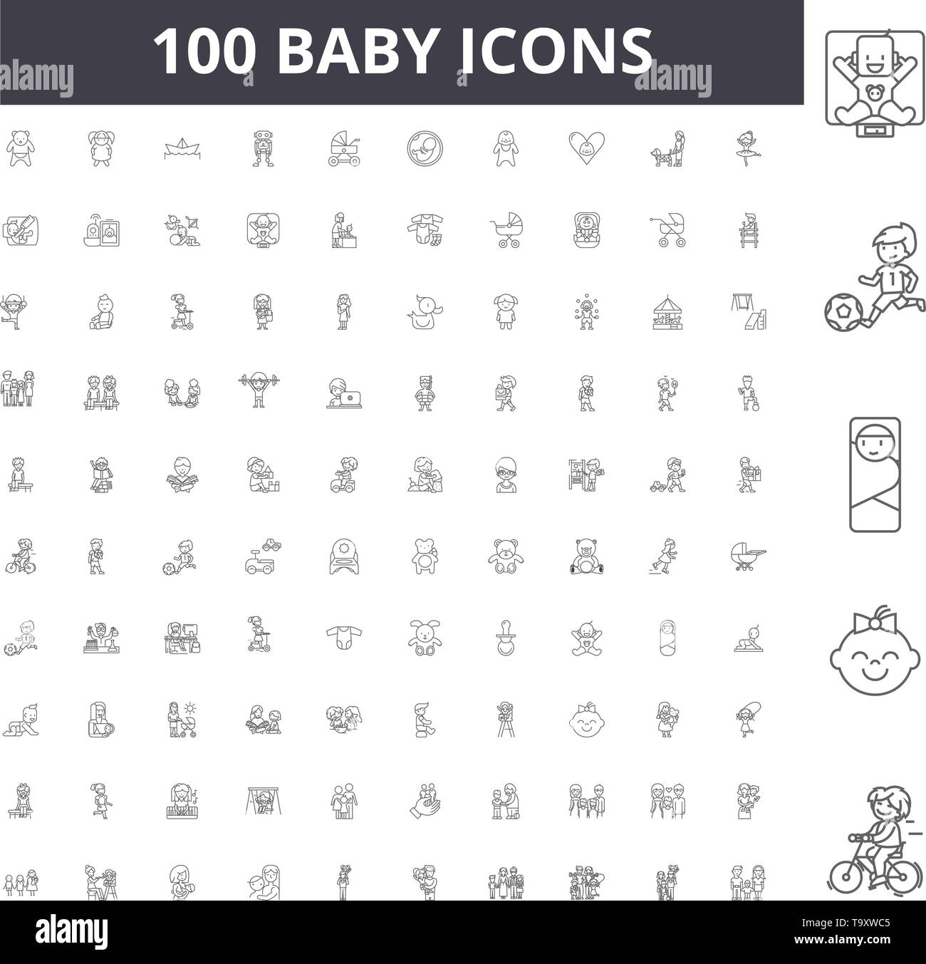 Baby line icons, signs, vector set, outline illustration concept Stock ...
