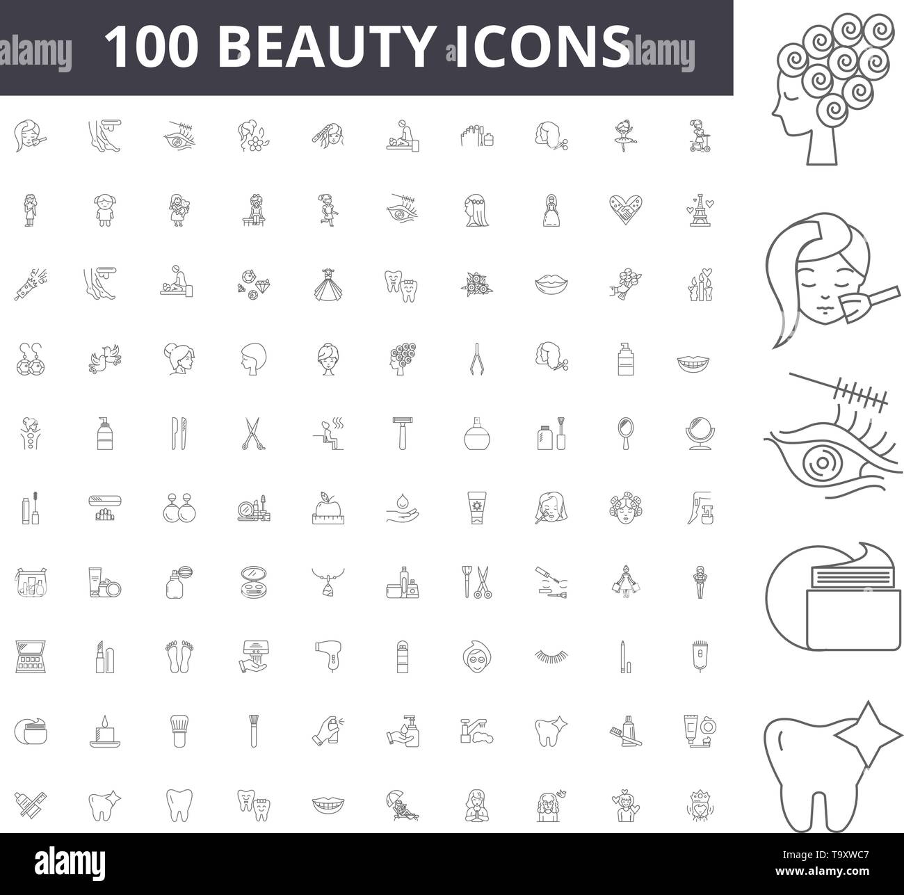 Beauty line icons, signs, vector set, outline illustration concept ...