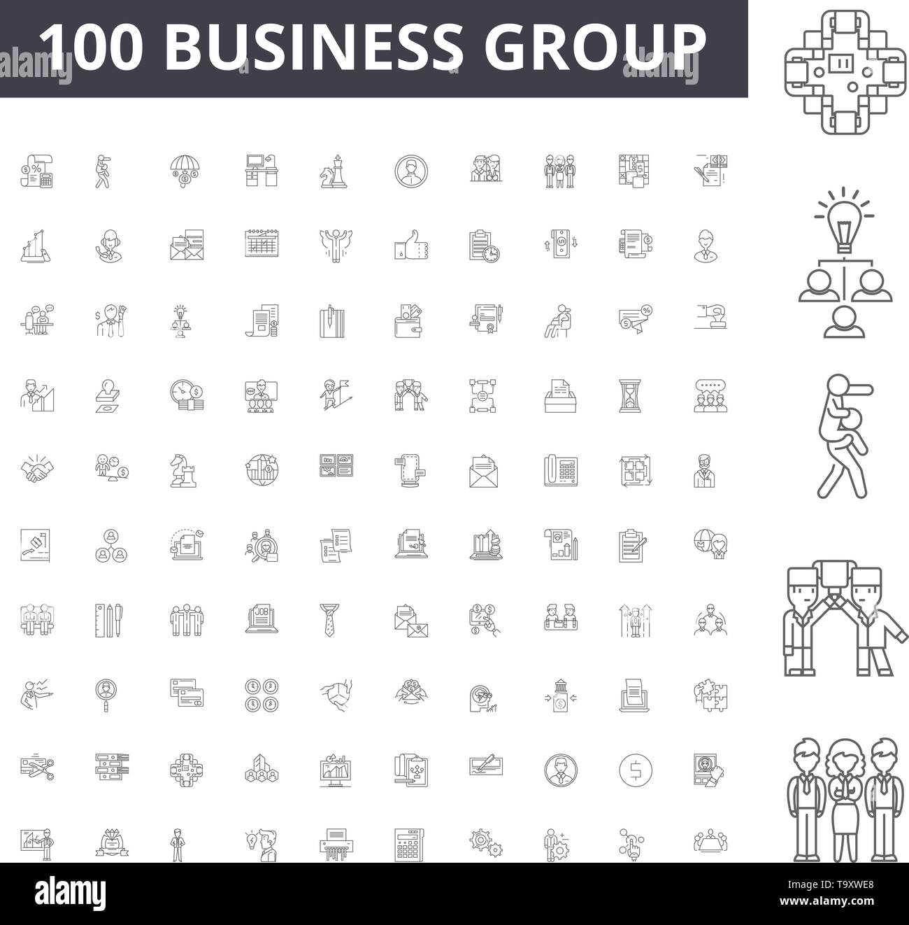 Business group line icons, signs, vector set, outline illustration ...