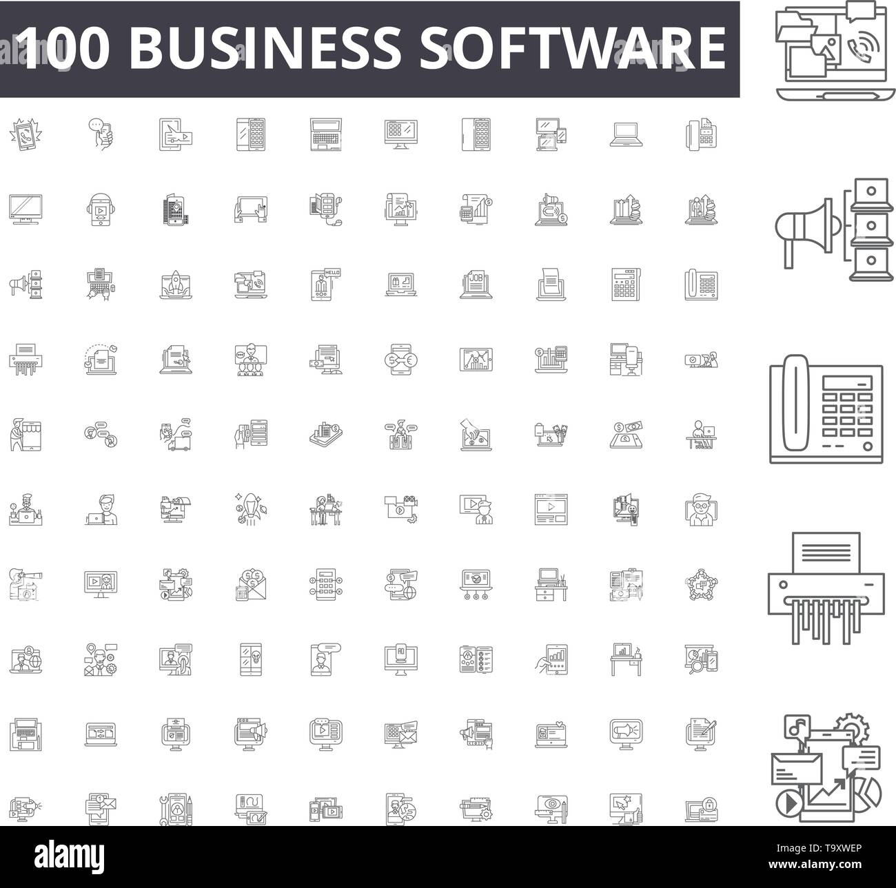 Business software line icons, signs, vector set, outline illustration ...